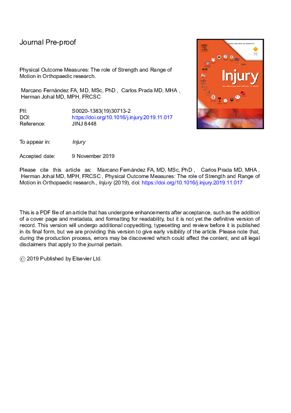 (PDF) Physical outcome measures: The role of strength and range of ...