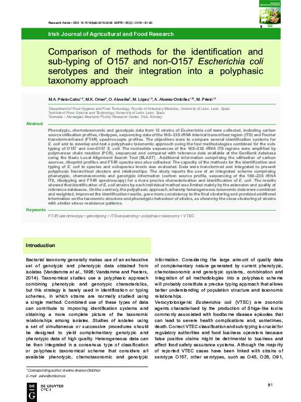 (PDF) Comparison of methods for the identification and sub-typing of ...