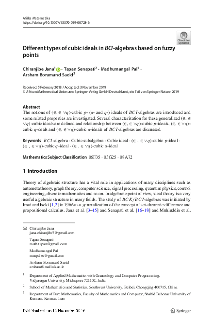 (PDF) Different types of cubic ideals in BCI-algebras based on fuzzy points