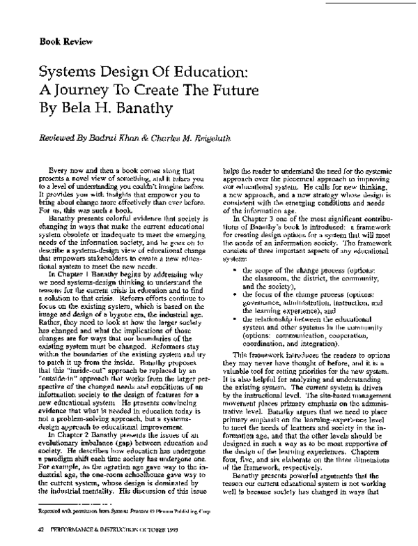 (PDF) Systems design of education: A journey to create the future By ...