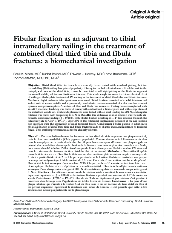(PDF) Fibular fixation as an adjuvant to tibial intramedullary nailing in the treatment of ...