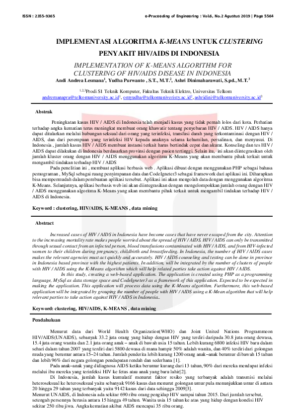 (PDF) Implementasi Algoritma K-means Untuk Clustering Penyakit Hiv/aids Di Indonesia