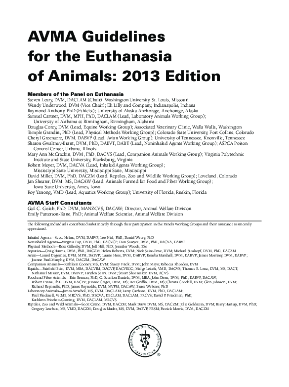 (PDF) [PDF]AVMA Guidelines for the Euthanasia of Animals | Raymond ...