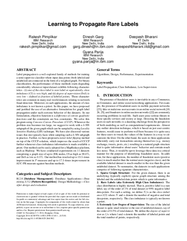 (PDF) Learning to Propagate Rare Labels