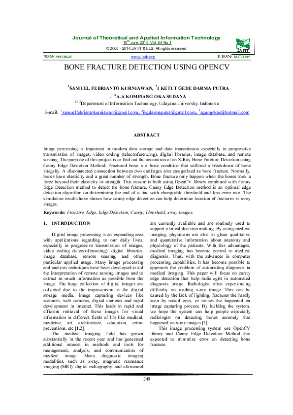 Pdf Bone Fracture Detection Using Opencv Nouman Khan