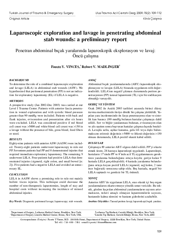(PDF) Laparoscopic exploration and lavage in penetrating abdominal stab ...