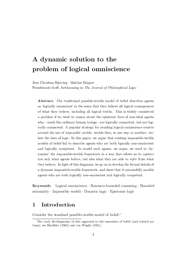PDF A Dynamic Solution To The Problem Of Logical Omniscience Jens PDF A Dynamic Solution To The Problem Of Logical Omniscience Jens