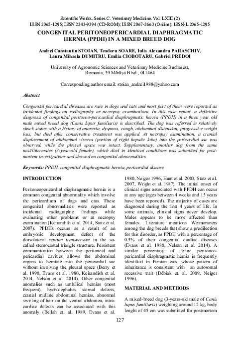(PDF) Congenital Peritoneopericardial Diaphragmatic Hernia ( PPDH ) in ...
