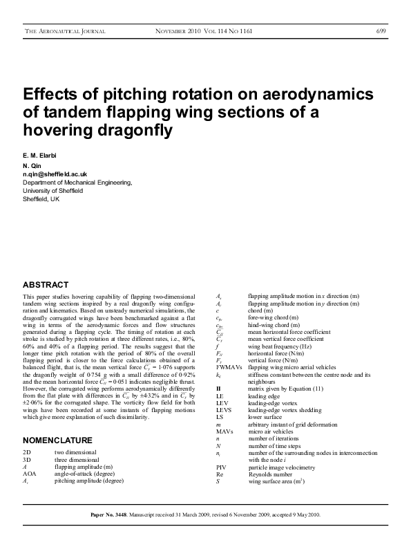 (PDF) Effects of pitching rotation on aerodynamics of tandem flapping ...