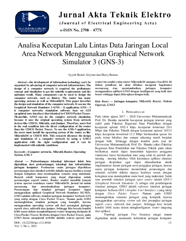 (PDF) Analisa Kecepatan Lalu Lintas Data Jaringan Local Area Network ...