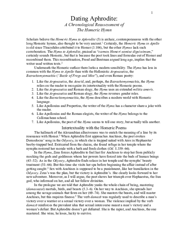 (PDF) Dating Aphrodite: A Chronological Reassessment of the Homeric ...