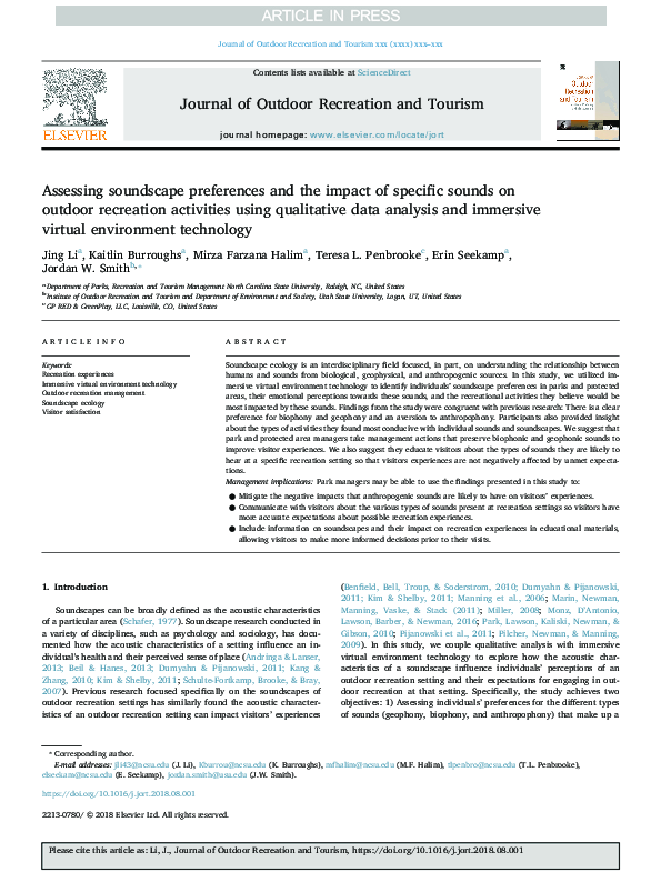 Pdf Assessing Soundscape Preferences And The Impact Of Specific