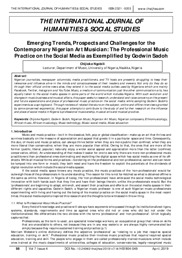 (PDF) Emerging Trends, Prospects and Challenges for the Contemporary ...