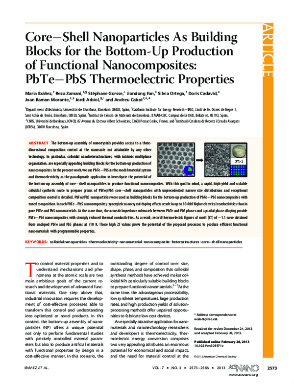 (PDF) Core–Shell Nanoparticles As Building Blocks for the Bottom-Up Production of Functional ...