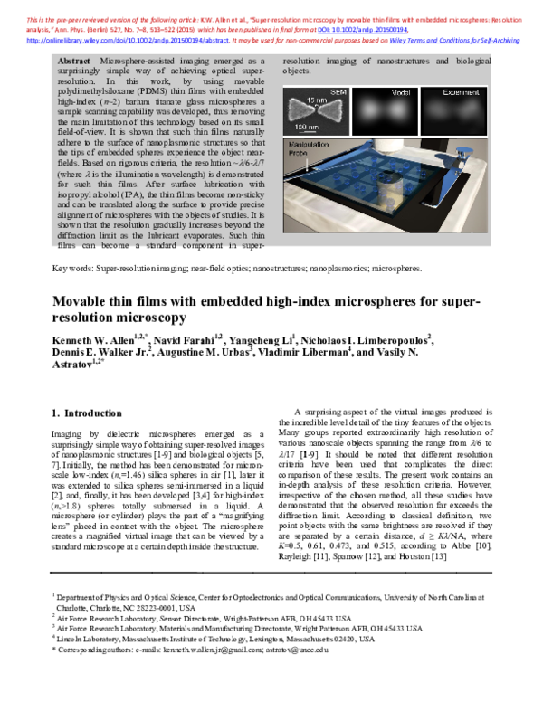 (PDF) Super-resolution microscopy by movable thin-films with embedded ...