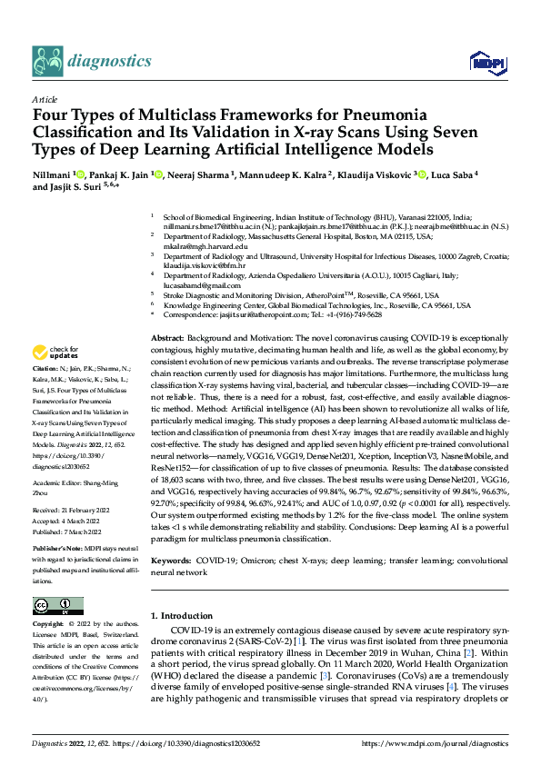 (PDF) Four Types of Multiclass Frameworks for Pneumonia Classification and Its Validation in X ...