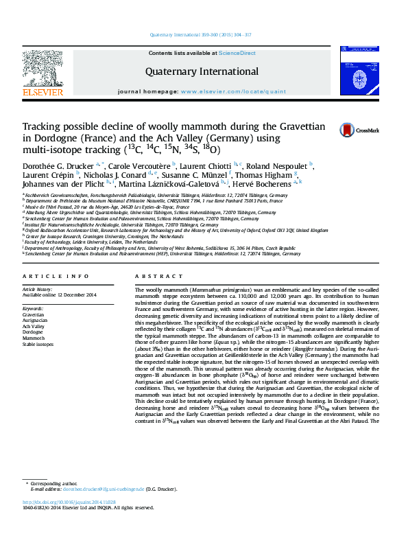 (PDF) Tracking possible decline of woolly mammoth during the Gravettian ...