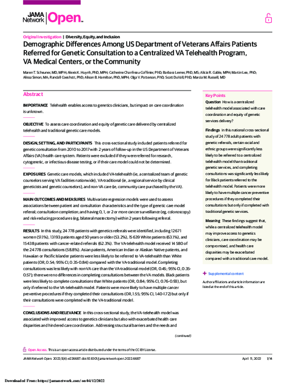 (PDF) Demographic Differences Among US Department of Veterans Affairs ...