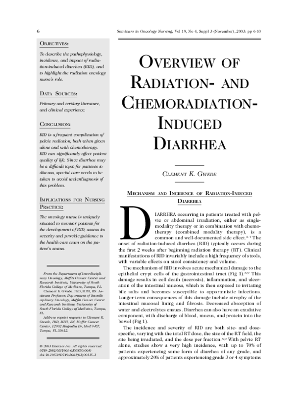 (PDF) Overview of radiation- and chemoradiation-induced diarrhea