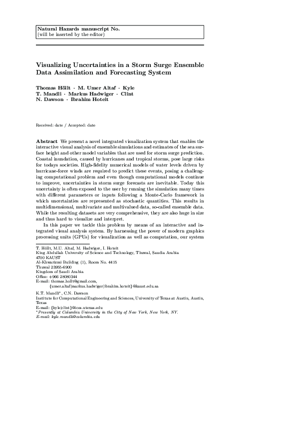 (PDF) Visualizing uncertainties in a storm surge ensemble data assimilation and forecasting system
