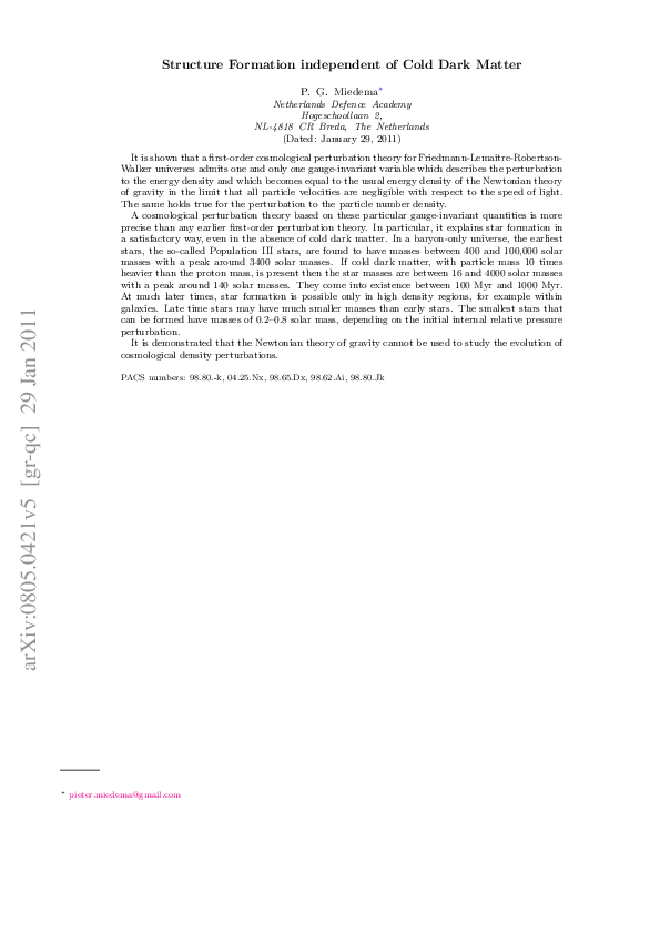 (PDF) Hierarchical Structure Formation in FLRW Universes in the ...