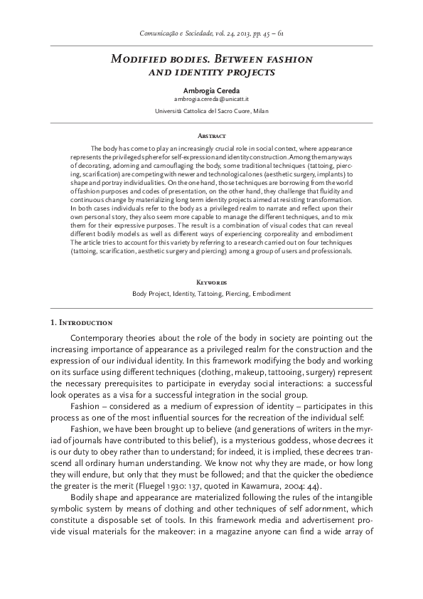(PDF) Modified bodies. Between fashion and identity projects