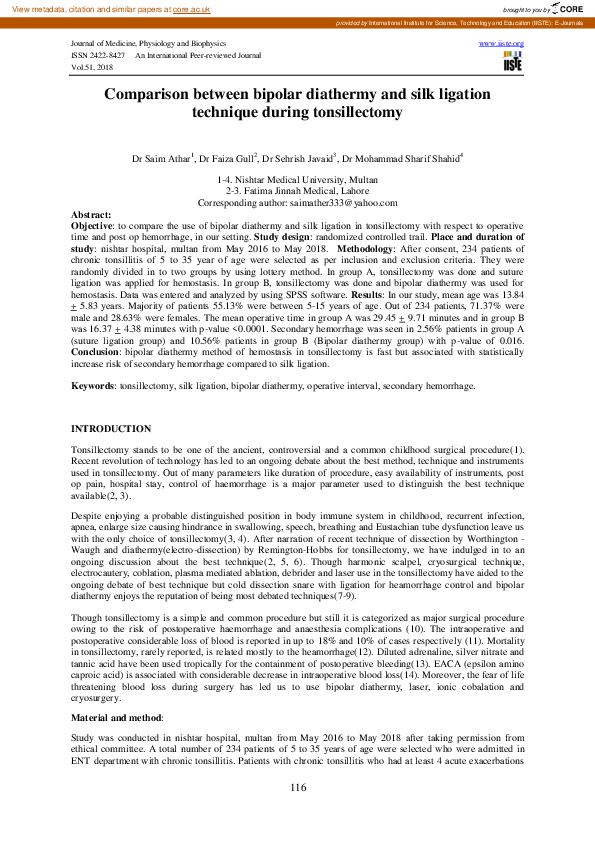 (PDF) Comparison between bipolar diathermy and silk ligation technique ...
