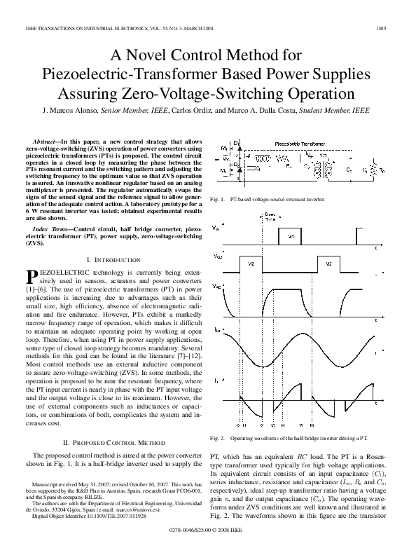 (PDF) A Novel Control Method for Piezoelectric-Transformer Based Power Supplies Assuring Zero ...