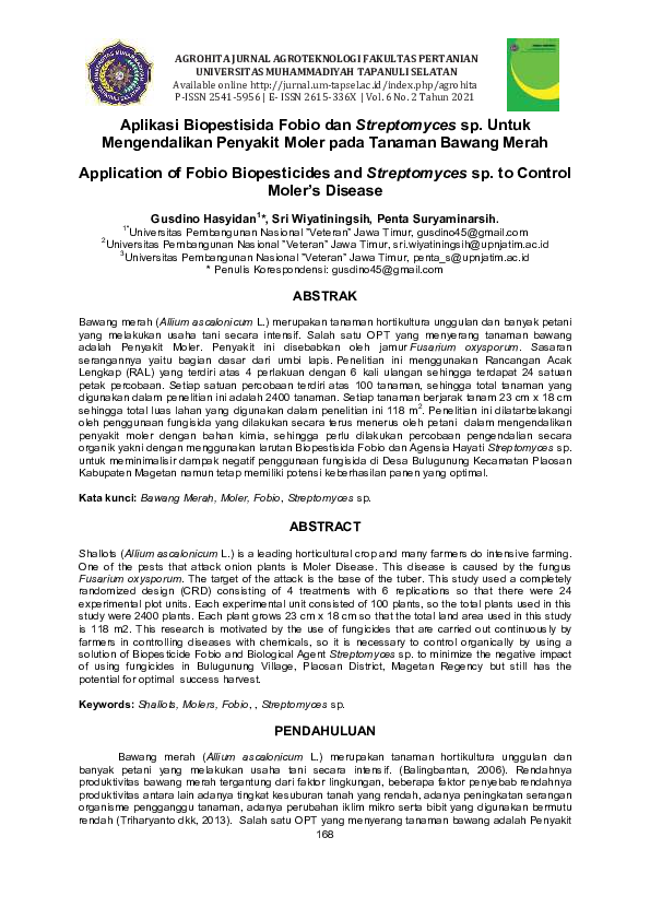 (PDF) Aplikasi Biopestisida Fobio Dan Streptomyces Sp. Untuk ...