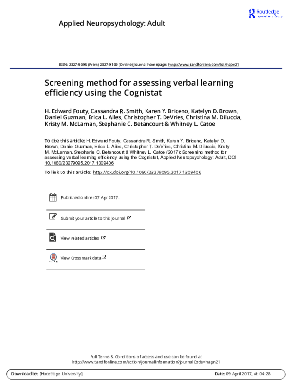 (PDF) Screening method for assessing verbal learning efficiency using ...