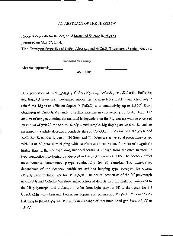 (PDF) AN ABSTRACT OF THE THESIS OF Robert Kykyneshi for the degree of ...