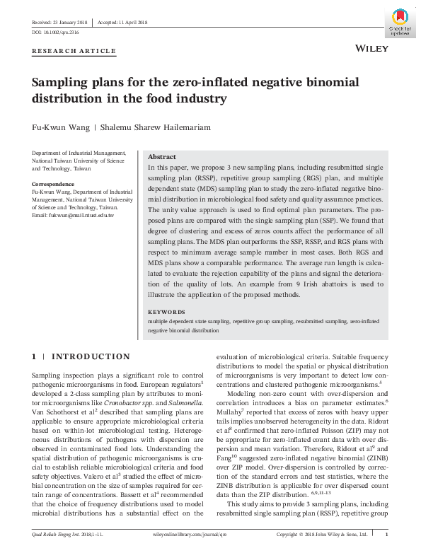 (PDF) Sampling plans for the zero-inflated negative binomial ...