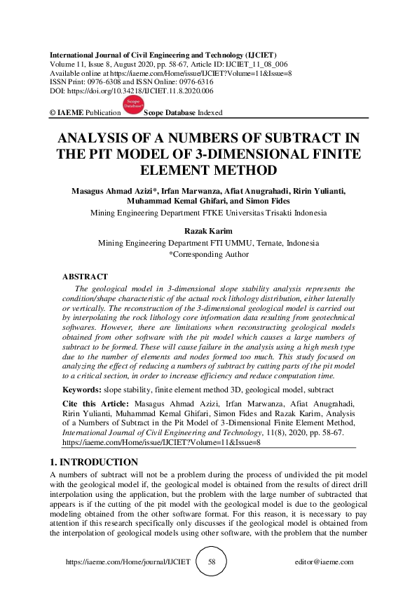 (PDF) Analysis of a Numbers of Subtract in the Pit Model of 3 ...