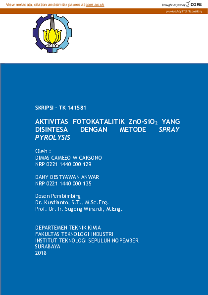 (PDF) Aktivitas Fotokatalitik ZnO-SiO2 yang Disintesa dengan Metode ...