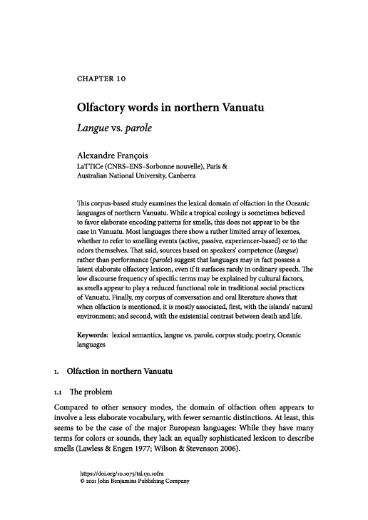 (PDF) Olfactory words in northern Vanuatu: Langue vs. parole