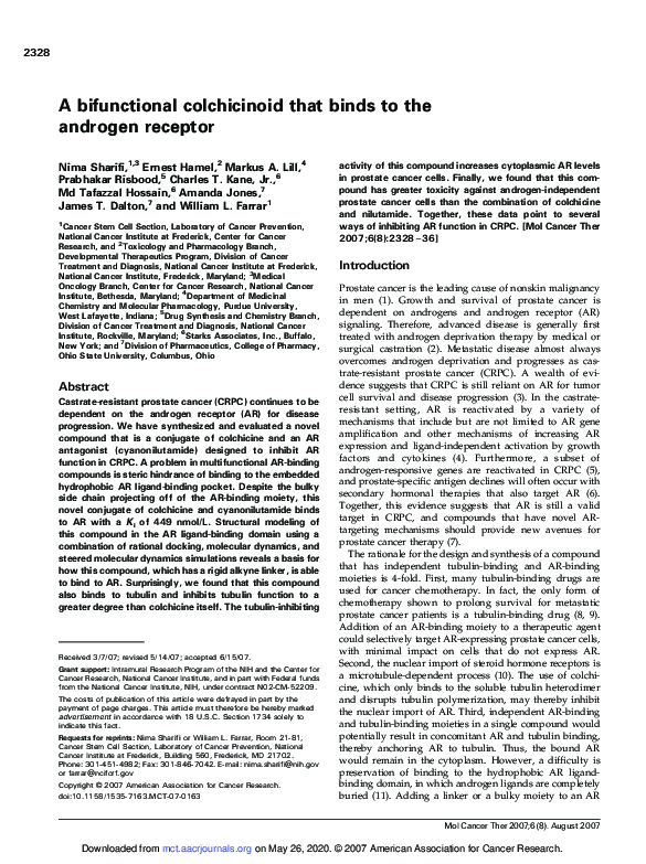 (PDF) A bifunctional colchicinoid that binds to the androgen receptor