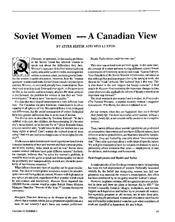 (PDF) Soviet Women - A Canadian View
