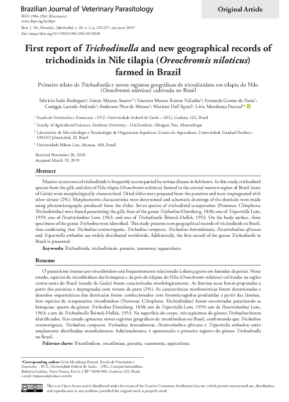 (PDF) First report of Trichodinella and new geographical records of ...