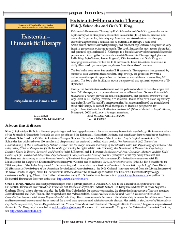 (PDF) Existential-humanistic therapy