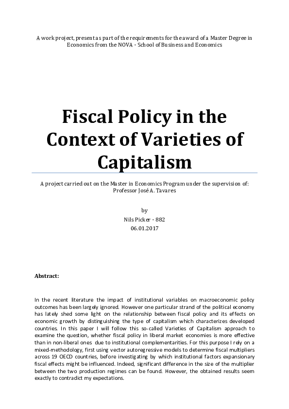 (PDF) Fiscal policy in the context of varieties of capitalism