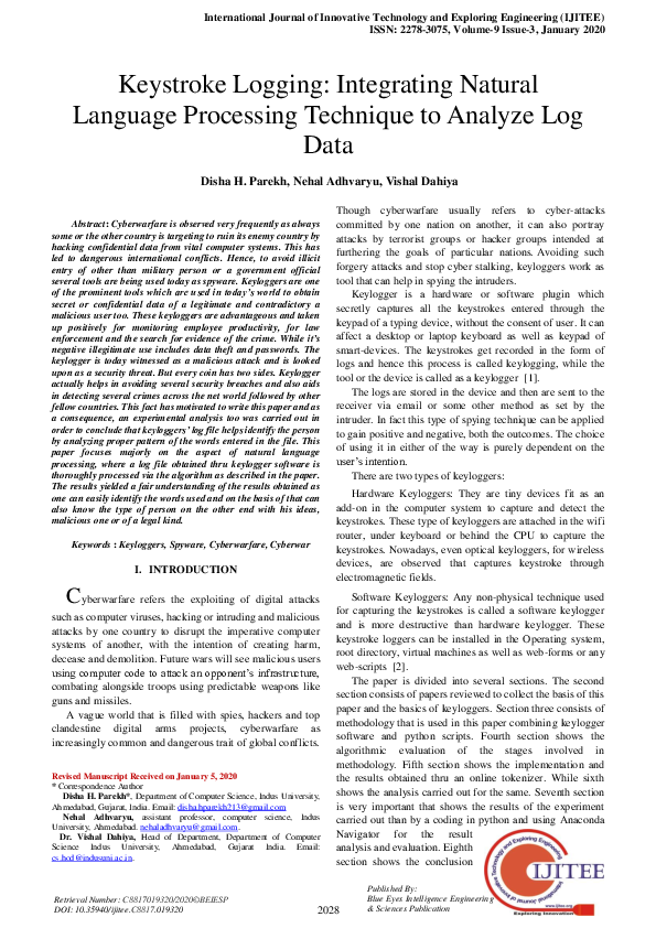 (PDF) Keystroke Logging: Integrating Natural Language Processing Technique to Analyze Log Data