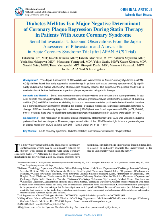 (PDF) Diabetes Mellitus Is a Major Negative Determinant of Coronary ...