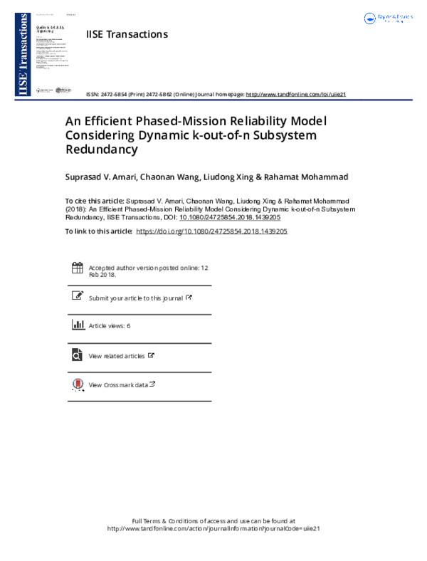Pdf An Efficient Phased Mission Reliability Model Considering Dynamic 1184