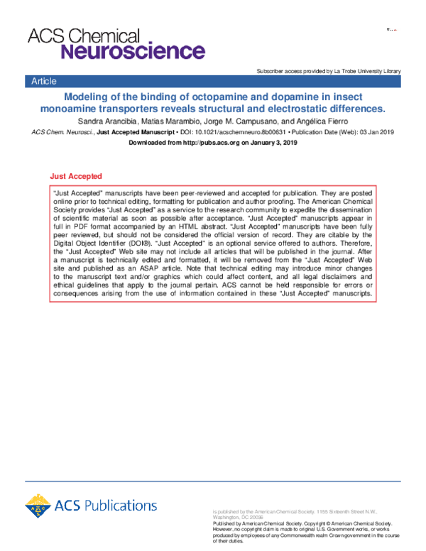 (PDF) Modeling of the Binding of Octopamine and Dopamine in Insect ...