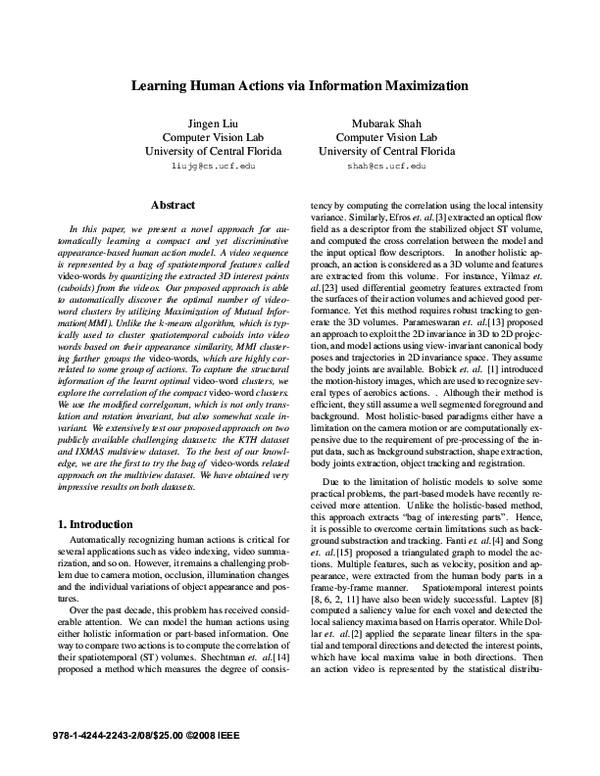 (PDF) Learning human actions via information maximization