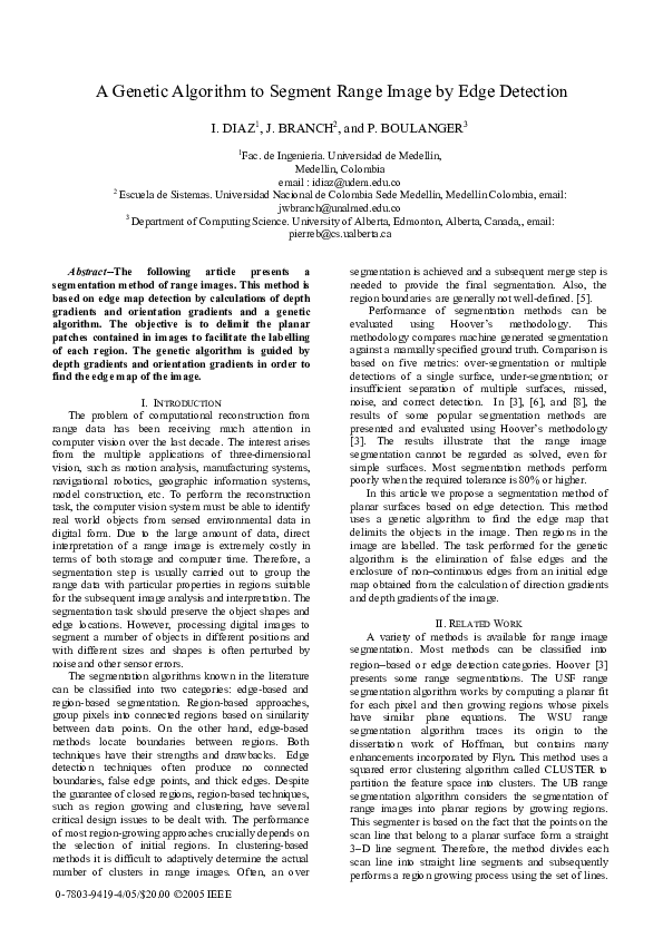 (PDF) A Genetic Algorithm to Segment Range Image by Edge Detection