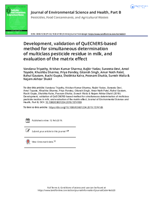 Pdf Development Validation Of Quechers Based Method For Simultaneous