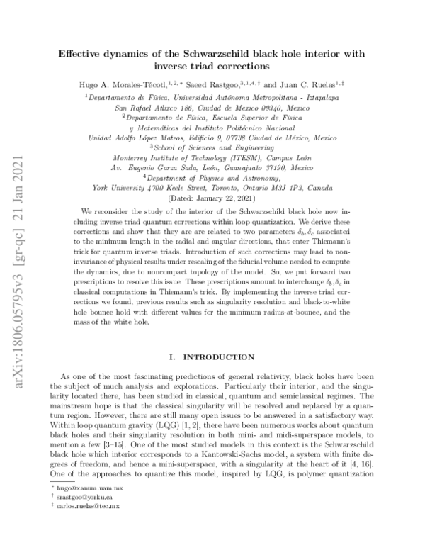 (PDF) Modified effective dynamics of the Schwarzschild black hole interior from path integral ...