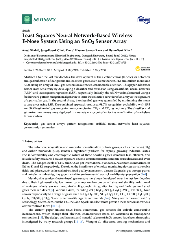 (PDF) Least Squares Neural Network-Based Wireless E-Nose System Using an SnO2 Sensor Array