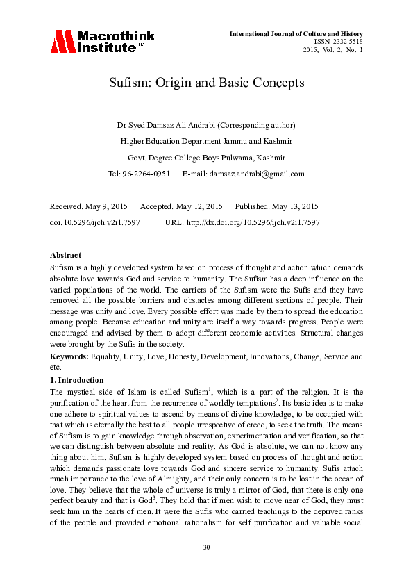 (PDF) Sufism: Origin and Basic Concepts